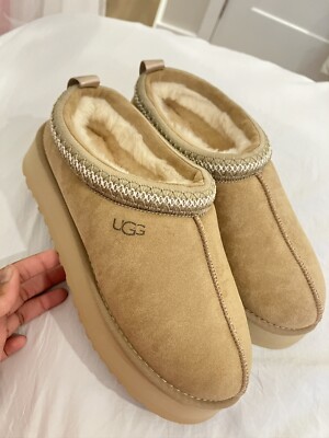 Women’s Uggs Tazzman Suede/Sand Slippers | eBay