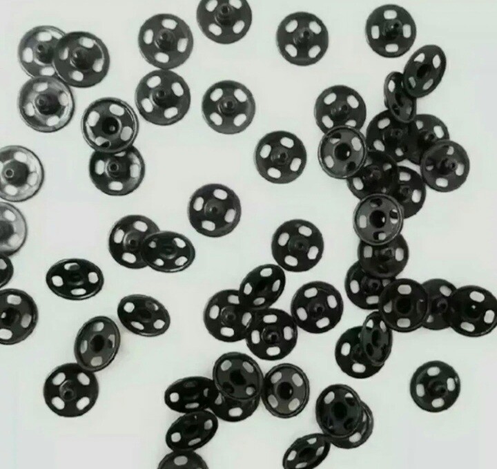 Black Press Stud Buttons Metal Studs Snap Fastener Sew On Titch Button ...