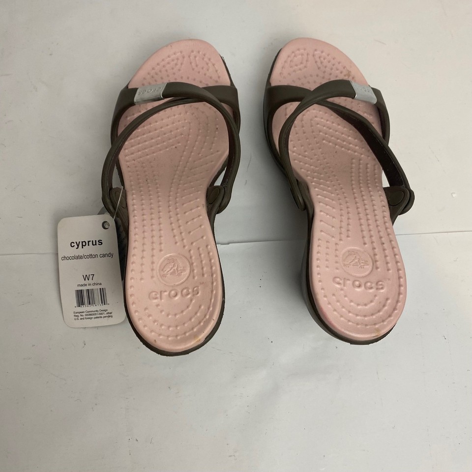 Crocs Cyprus Chocolate Cotton Candy Wedge Sandals Women Size 7 | eBay