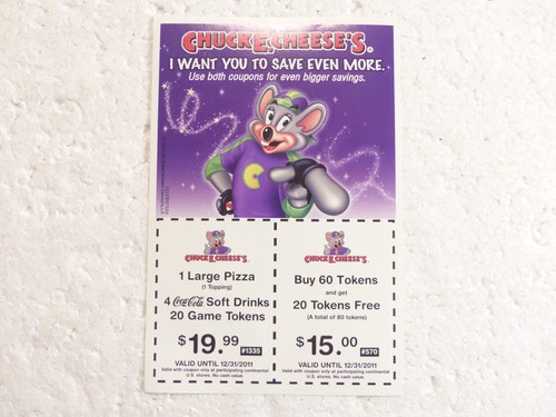 Genuine 2010 Chuck E. Cheese's Avenger Era CEC Coupon 3.5" x 5.5" Exp ...