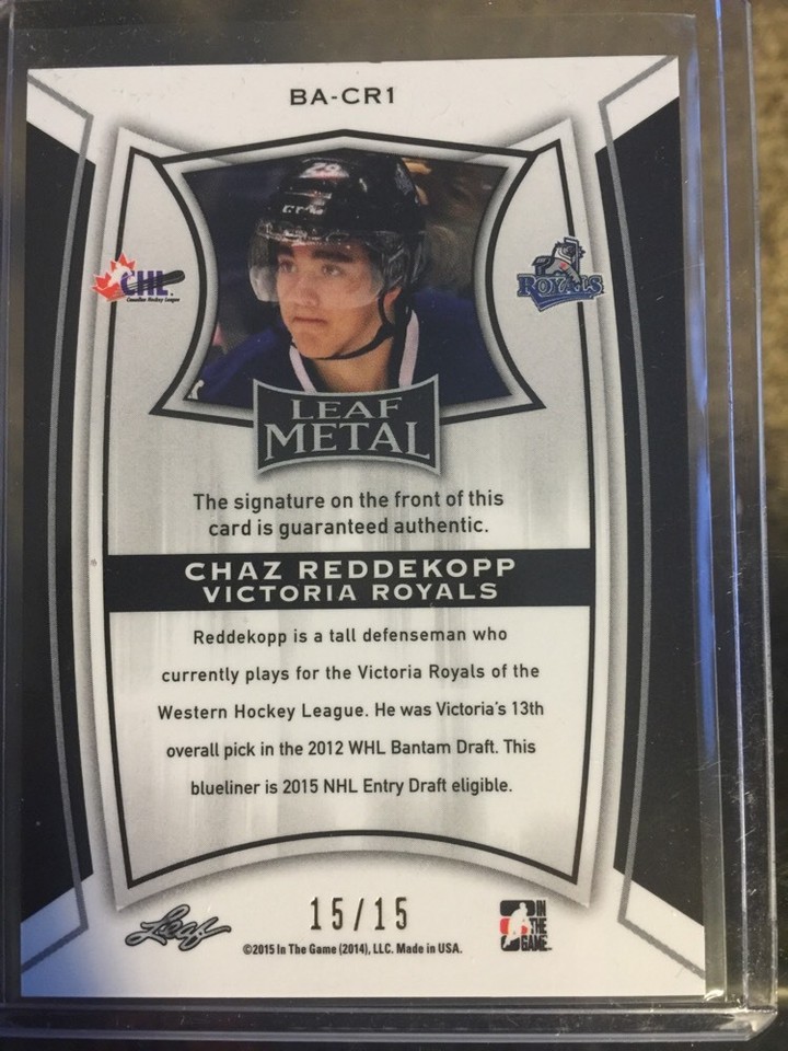 2014-15 Leaf Metal Chaz Reddekopp Auto /15 SP SSP 14/15 Rookie RC | eBay