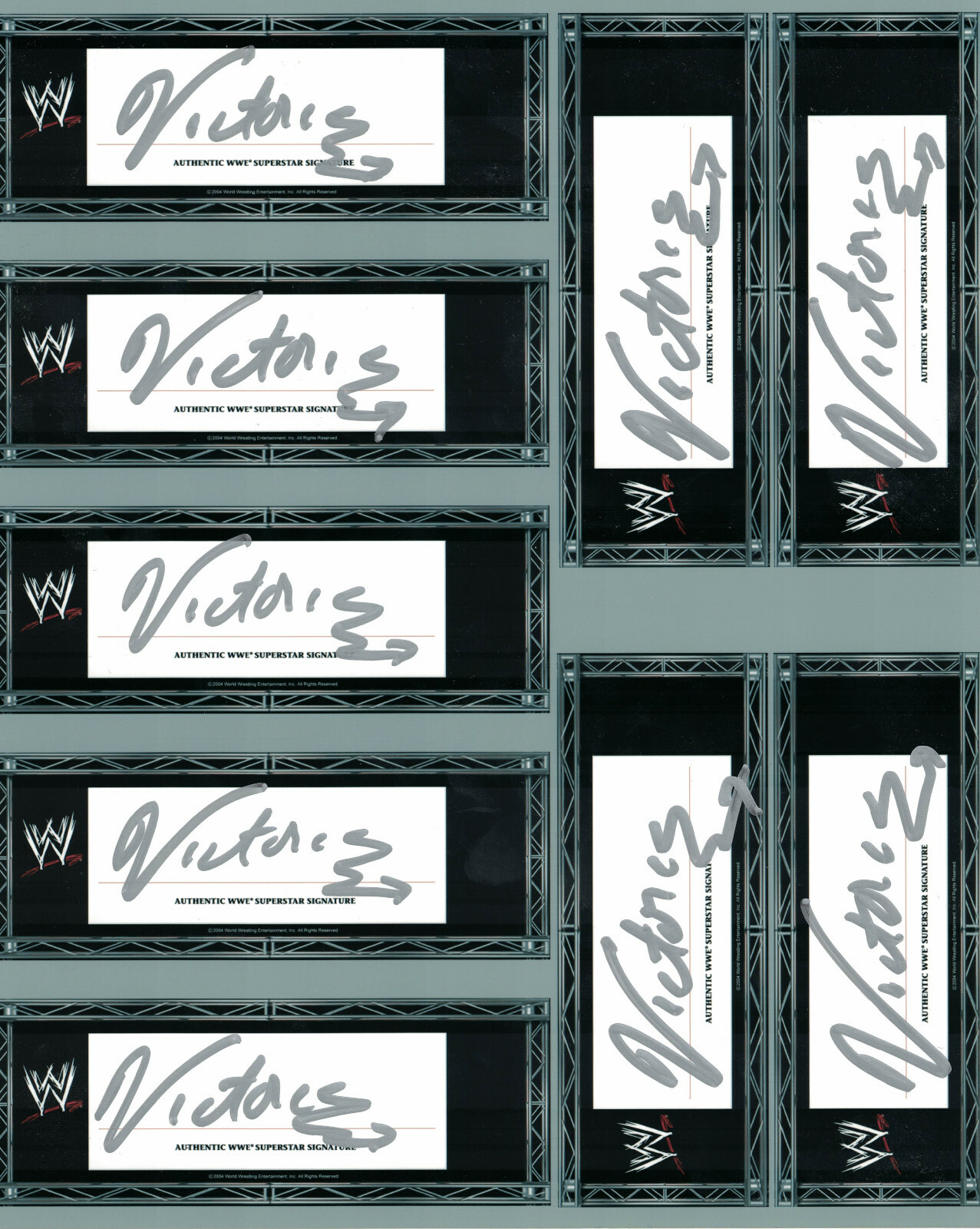WWE Victoria Autographed Signature card sheet (photo quality), 9 ...