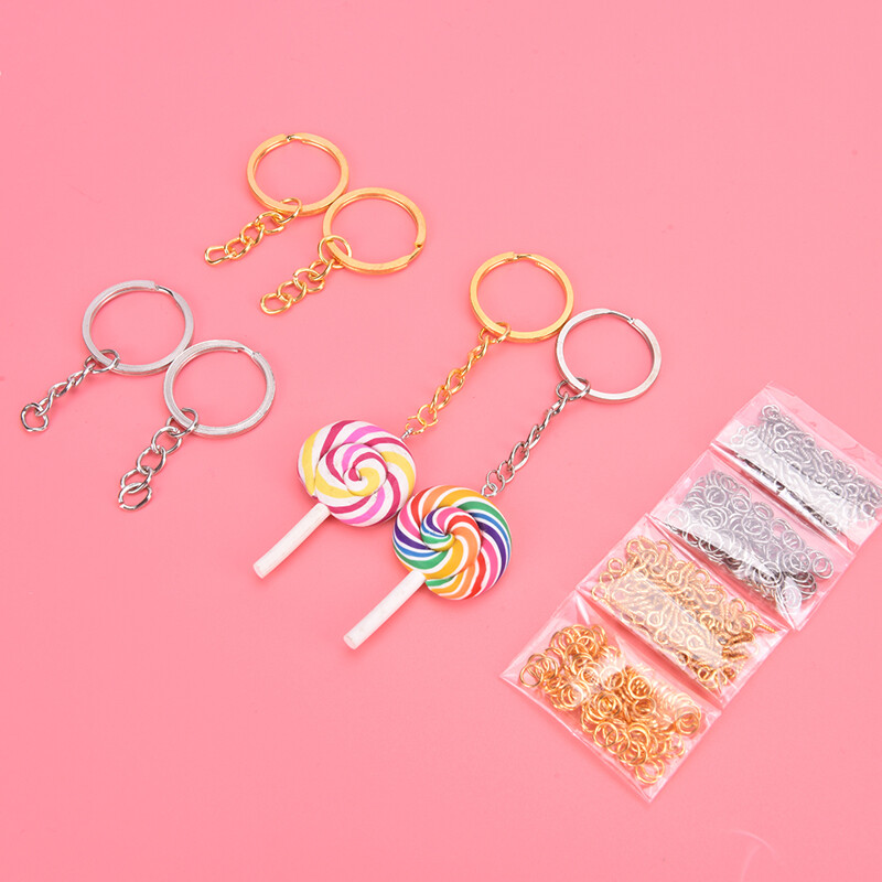 220 Pcs Key Ring with Chain Jump Rings Screw Eye Pins Set for Resin DIY ...