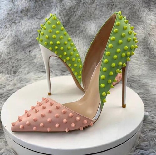 Womens Fashion Sexy Pointy Toe Studs Spike Cutout High Heel Pump Party ...