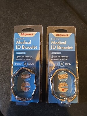 2 New Walgreens Men's Magnetic Diabetic Medical ID Bracelet | eBay