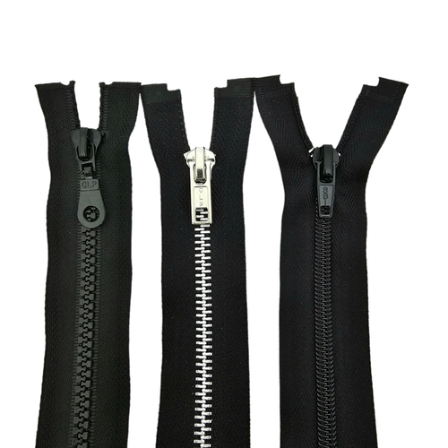 Black Zips Open ended in No 5 Nylon Chunky Plastic and Metal Multi uses ...