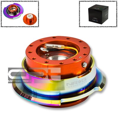 NRG 6-HOLE STEERING WHEEL ORANGE/NEO CHROME GEN-2.8 QUICK RELEASE HUB ...