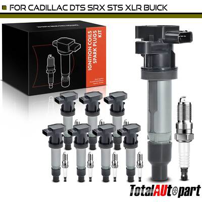 8Pcs Ignition Coil & 8Pcs Iridium Spark Plug for Cadillac DTS SRX STS ...
