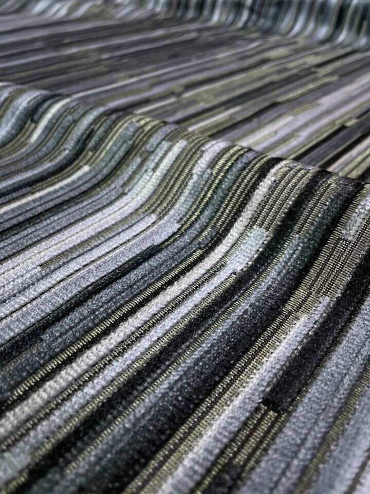 1.25 yd Designtex Moquette Ice Blue Gray Velvet Stripe Upholstery Fabric $201val | eBay