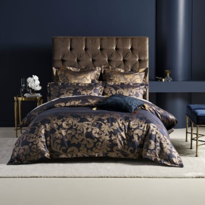 Grace by Linen House Verity Navy Duvet Doona Quilt Cover Set Queen Bed ...