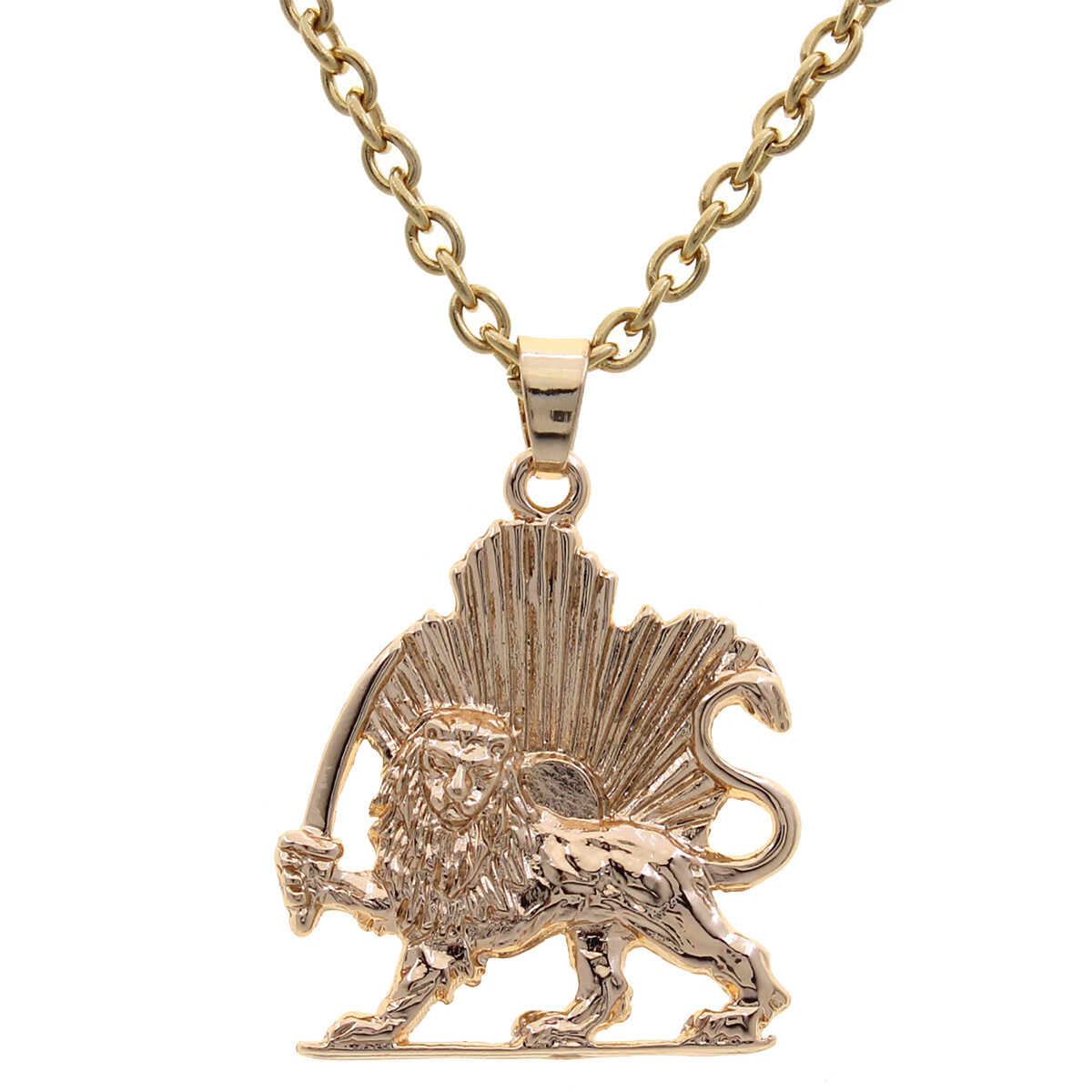 Gold Plated Persian Iranian Lion Sun Shir Khorshid Pahlavi Necklace ...