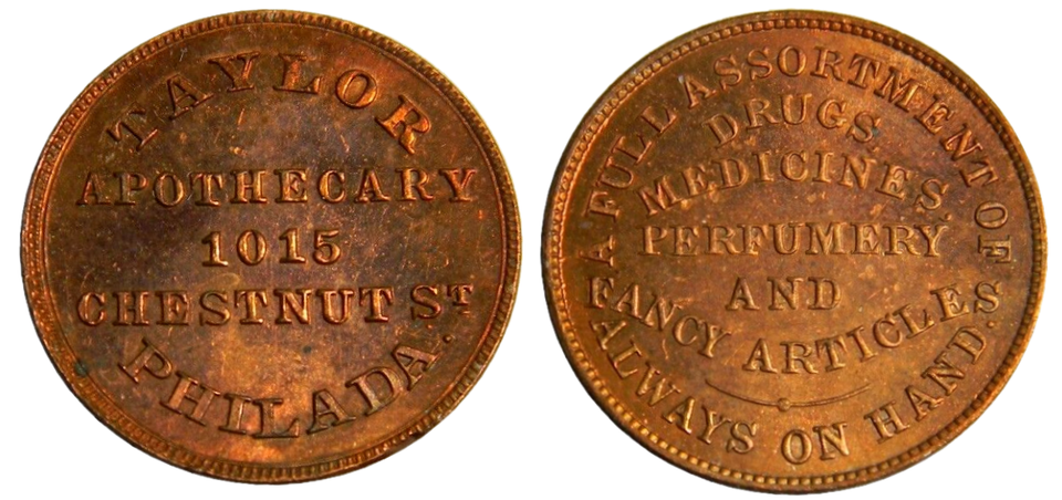 Philadelphia 1862-66 A.B. Taylor Apothecary Token M-PA-512 Token (02214 ...