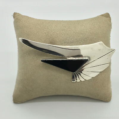 Modern Vintage Alice Platero Navajo Sterling Silver Black Onyx Brooch ...