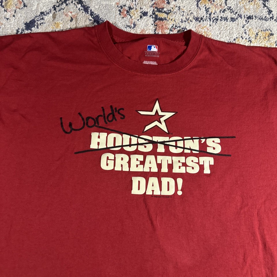 Vtg Houston Astros Baseball Worlds Greatest Dad T Shirt Brick Red Tee ...