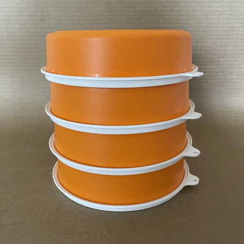Tupperware Big Wonders Bowl Large Cereal Snack Salad Set of 4 Orange ...