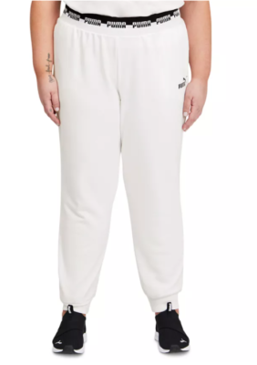 PUMA Joggers Womens Plus Sizes Amplified High Rise Training Pants White ...