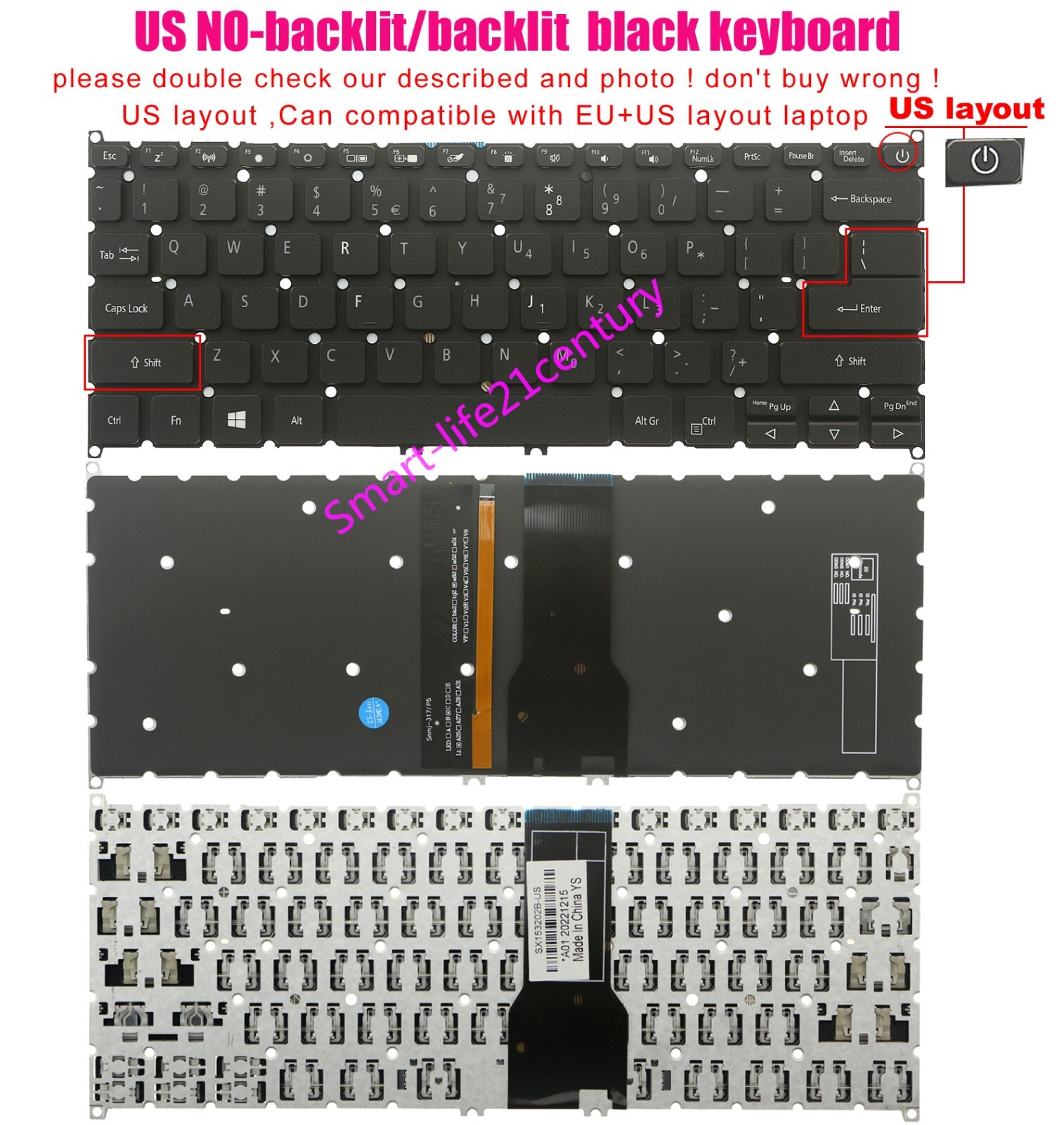 New US Keyboard For Acer Swift 1 SF114-32 SF114-33 SF114-34 SF114-32 ...