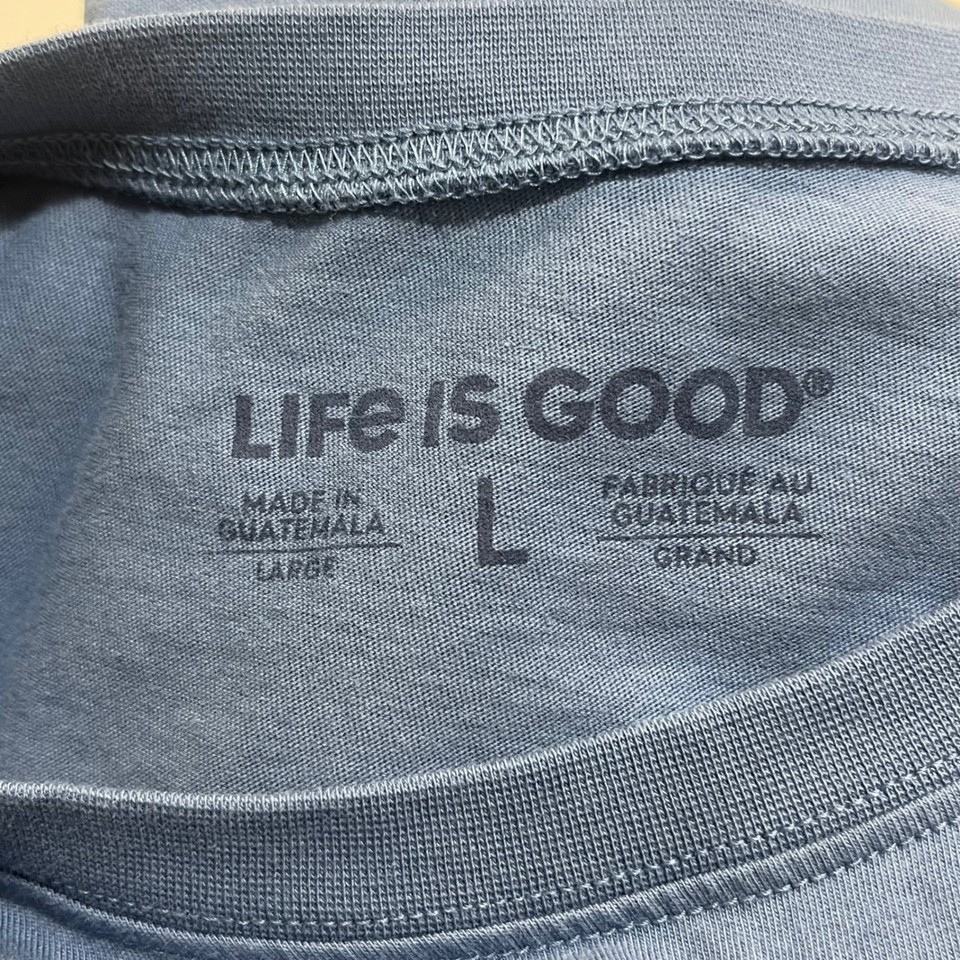 Life Is Good Adventure Awaits Blue Short Sleeve Graphic T Shirt Surf ...