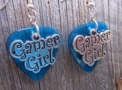 Gamer Girl Charm Guitar Pick Earrings with Surgical Steel Earwires | eBay