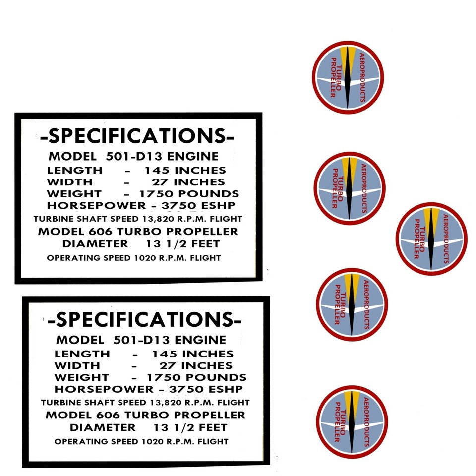 REPRO DECALS! REVELL CHRYSLER SLANT 6 OR ALLISON TURBO PROP OR... | eBay