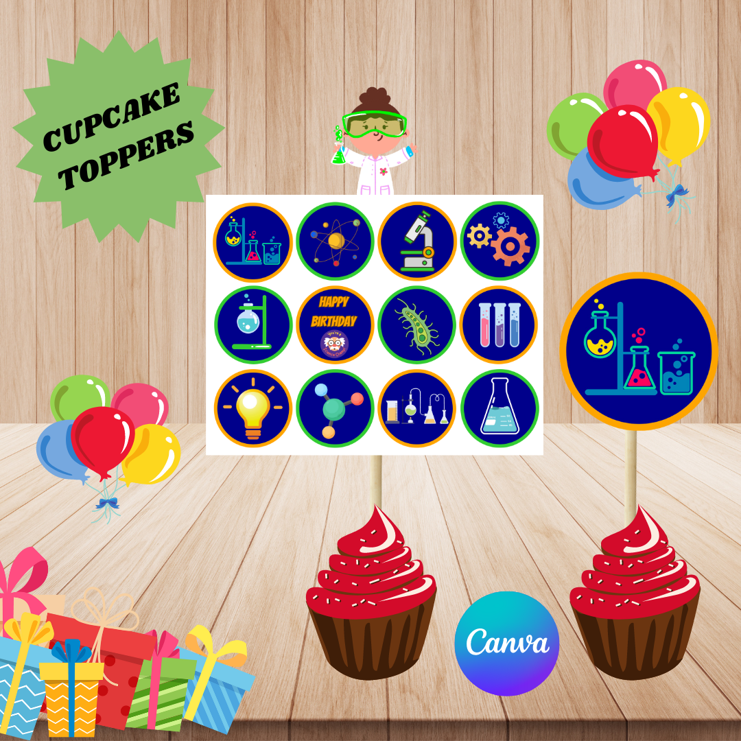 Science Themed Birthday Bundle EDITable, DIGITAL Download | eBay