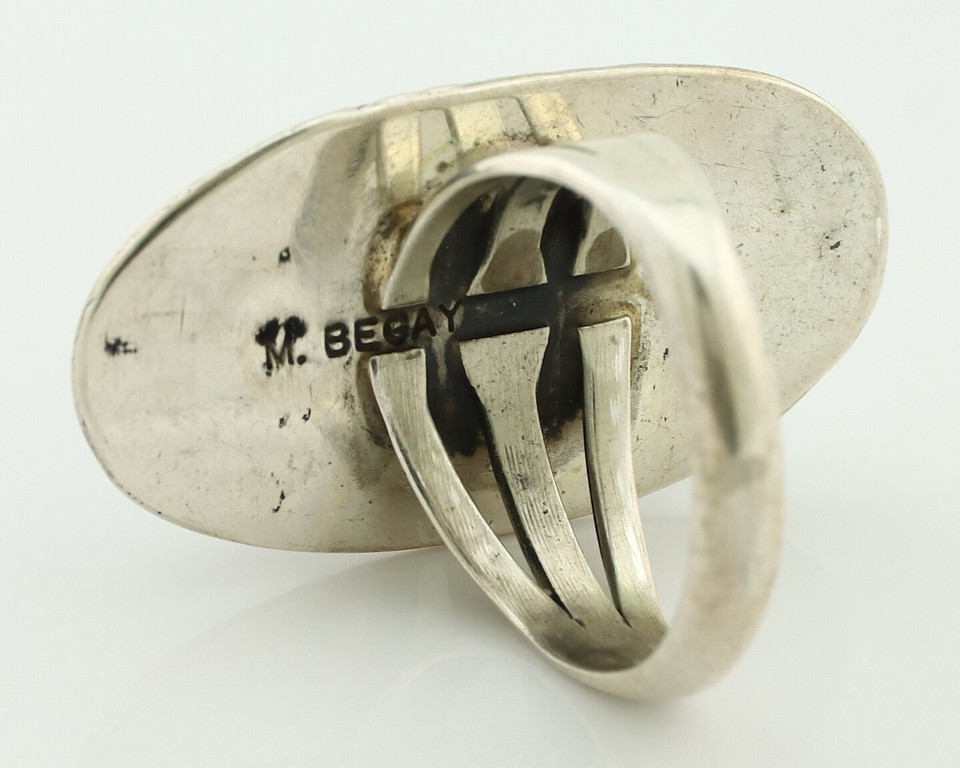 Navajo Ring 925 Silver Natural Turquoise Native Artist Signed M Begay C ...