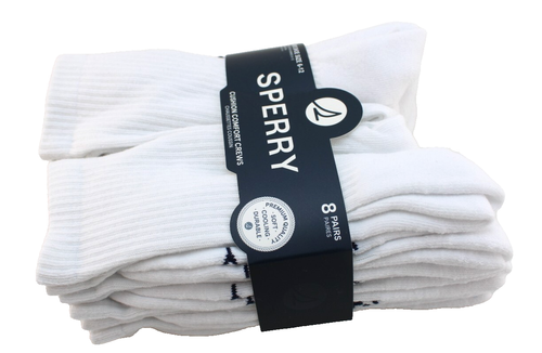 New SPERRY 6 Pair Size 6-12 White with Sperry Script Logo Men Cushion ...