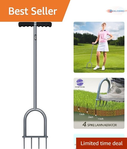 Lawn Aerator Metal Spike Tool 4 Iron Spikes Soil Dethatching Yard Lawn ...
