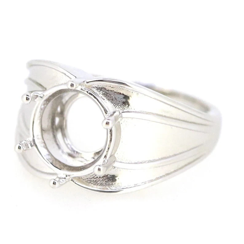 Men's 10K White Gold Over Semi Mount Ring Setting Round 10x10mm Male ...