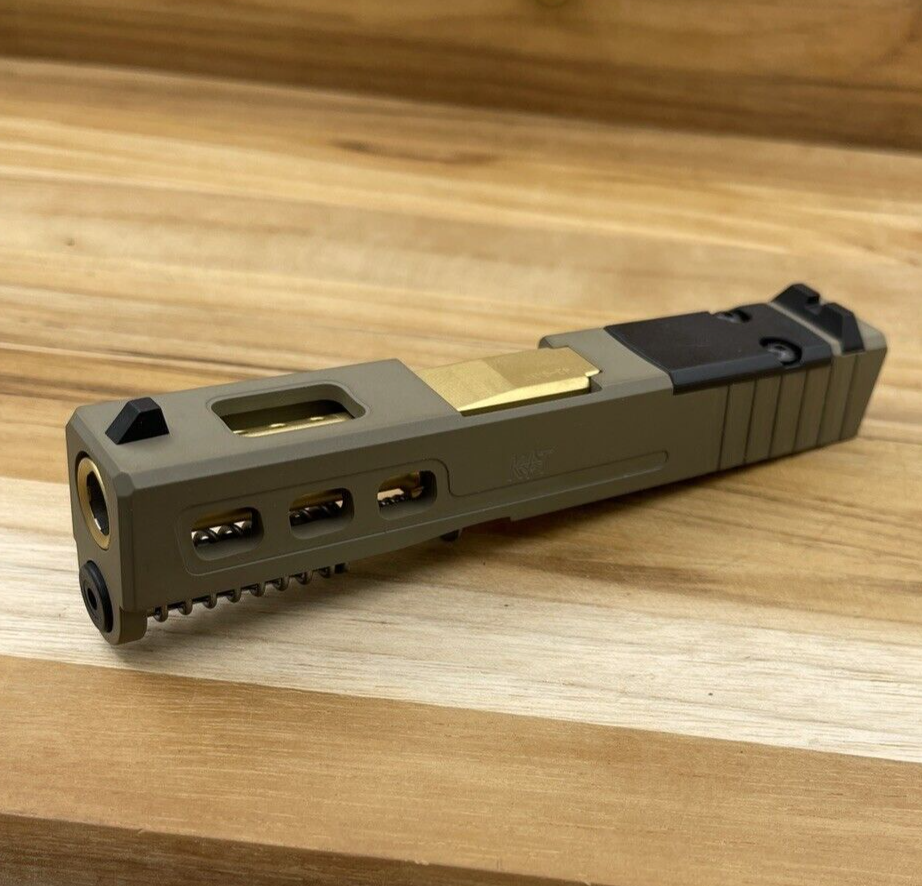 For Glock 43 43x FDE Complete Slide Lighting Ported RMSc PORTED GOLD ...
