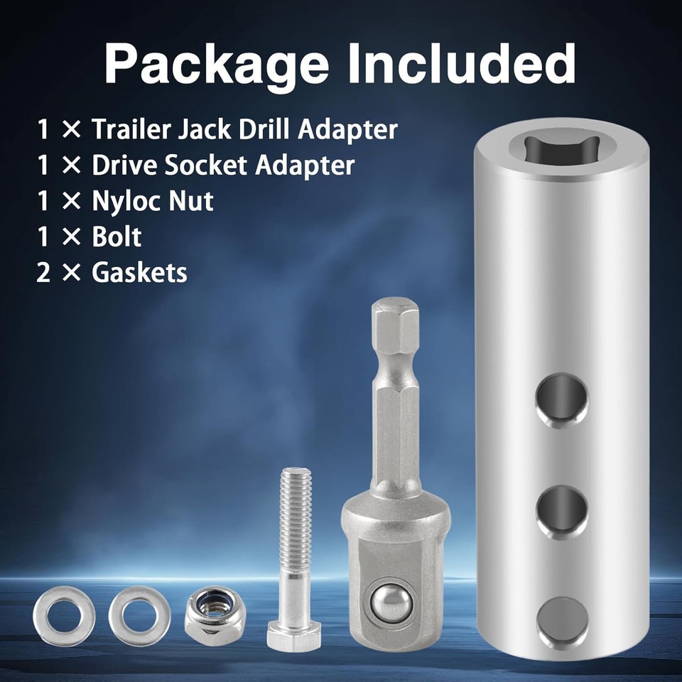 Trailer Jack Drill Adapter w/1/2 in Socket Bit for 1 Inch Jack Drive ...