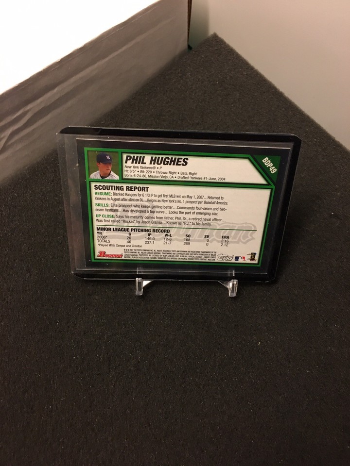 Phil Hughes Rookie 2007 Bowman card BDP49 Yankees RC | eBay