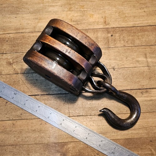 Vintage "ANVIL" Block Tackle Co. Wood & Cast Iron Pulley NICE! ☆USA | eBay