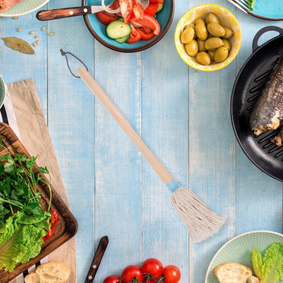 Cotton Head Bbq Basting Mop Brush With Wooden Handle Soft And Absorbent ...