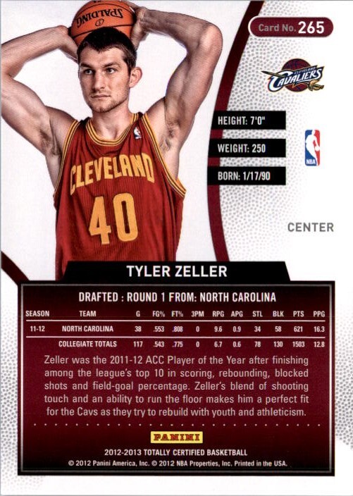 2012-13 Totally Certified Blue Cavaliers Basketball Card #265 Tyler ...
