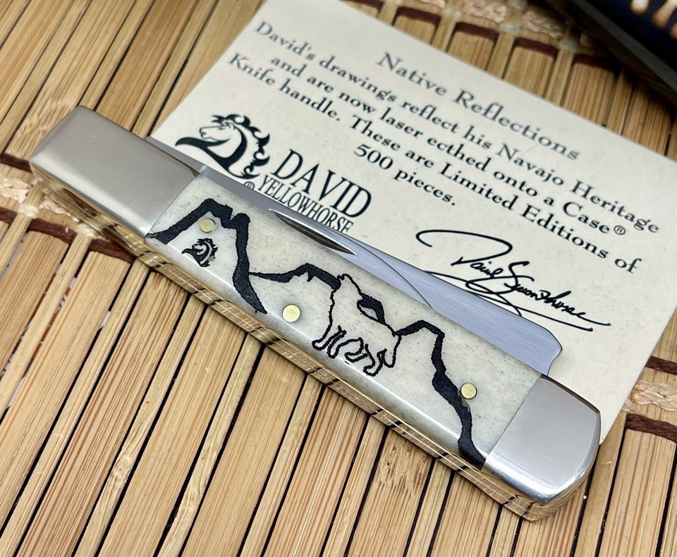 Case XX USA 2024 Natural Bone David Yellowhorse WOLF VALLEY Razor Knife ...