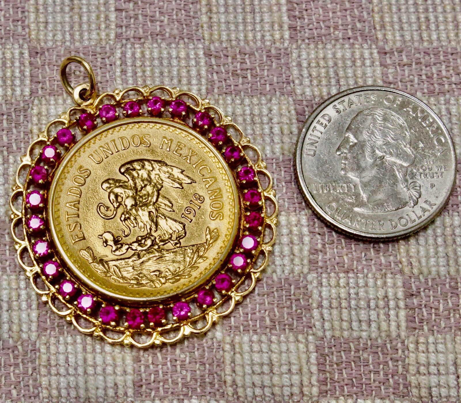 VINTAGE 1918 TWENTY 20 PESOS MEXICAN AZTEC GOLD COIN … - Gem