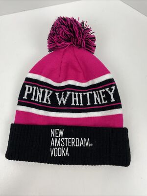 Pink Whitney Winter Hat Cap Beanie Ball Pink Black Logo | eBay