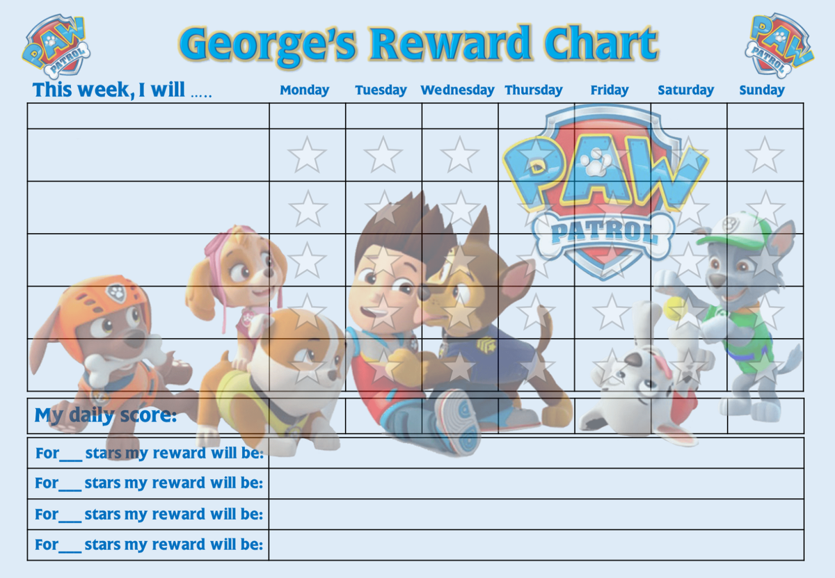Printable Reward Chart Paw Patrol