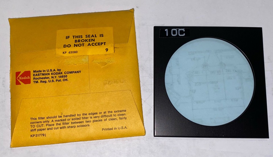 KODAK COLOR COMPENSATING GELATIN FILTER NO. CC10C 3" or 7.6cm Sq opened ...