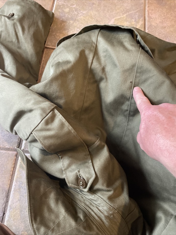 US Military Trench Coat Authentic Vintage Wool Liner Medium Long ...