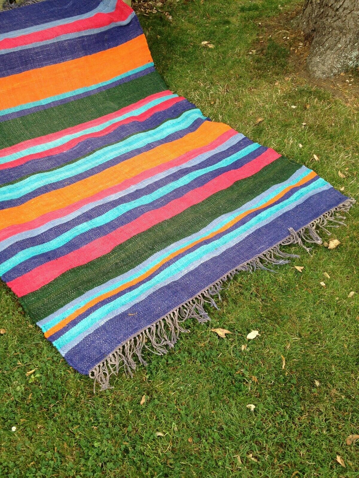 Yoga Mat Room Decor 100% Cotton Handmade Chindi Indian Tassel Rag Area ...