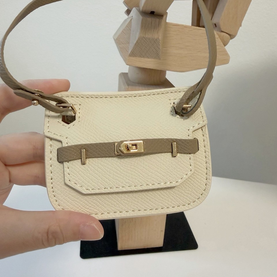 Mini Pouch Bag Charm | Elephant Gray & Cream / Black White | Microfiber ...