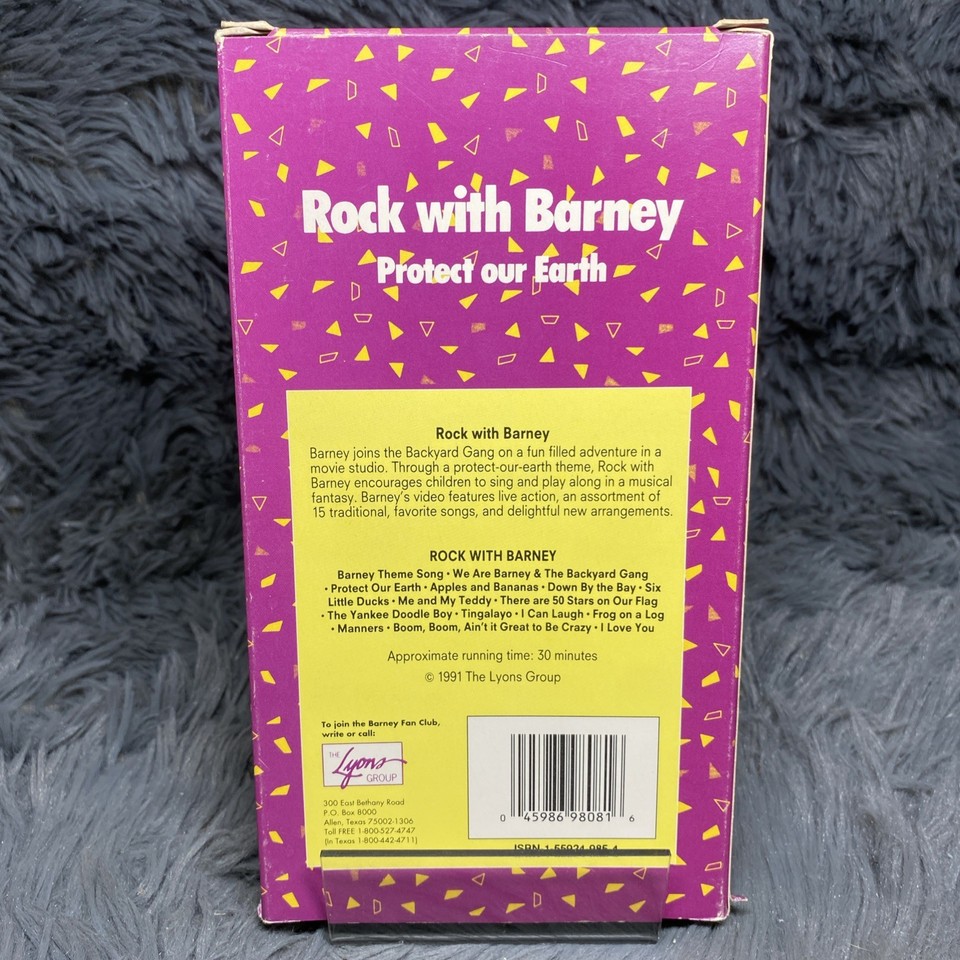 Barney Rock With Barney VHS Tape 1991 Sing Along Songs Protected Our ...