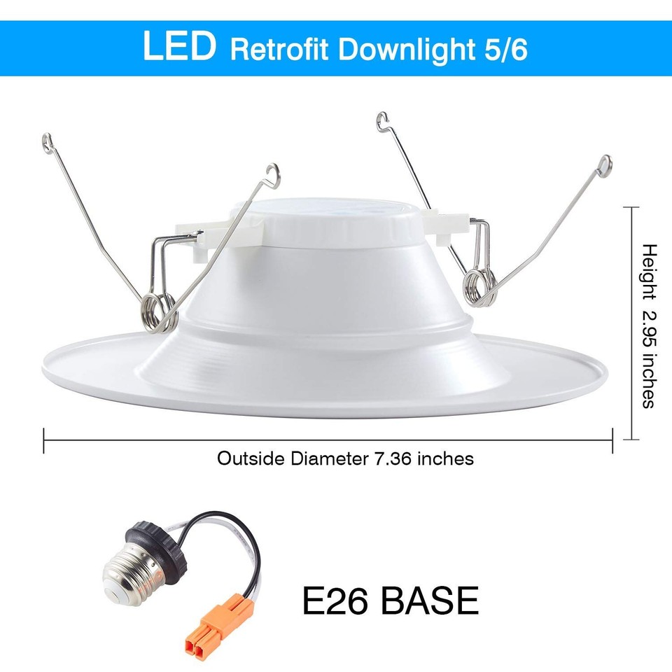 5/6 inch LED Can Lights, 6 Pack LED Recessed Lights, Dimmable Retrofit ...