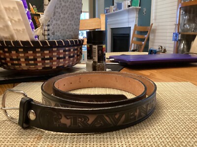 Raised design hand crafted Baltimore Ravens Leather Belt Plus size 48/ ...