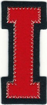 Red Varsity Letter I Patch Felt Dark Navy Blue Outline Iron on (2 1/2 ...