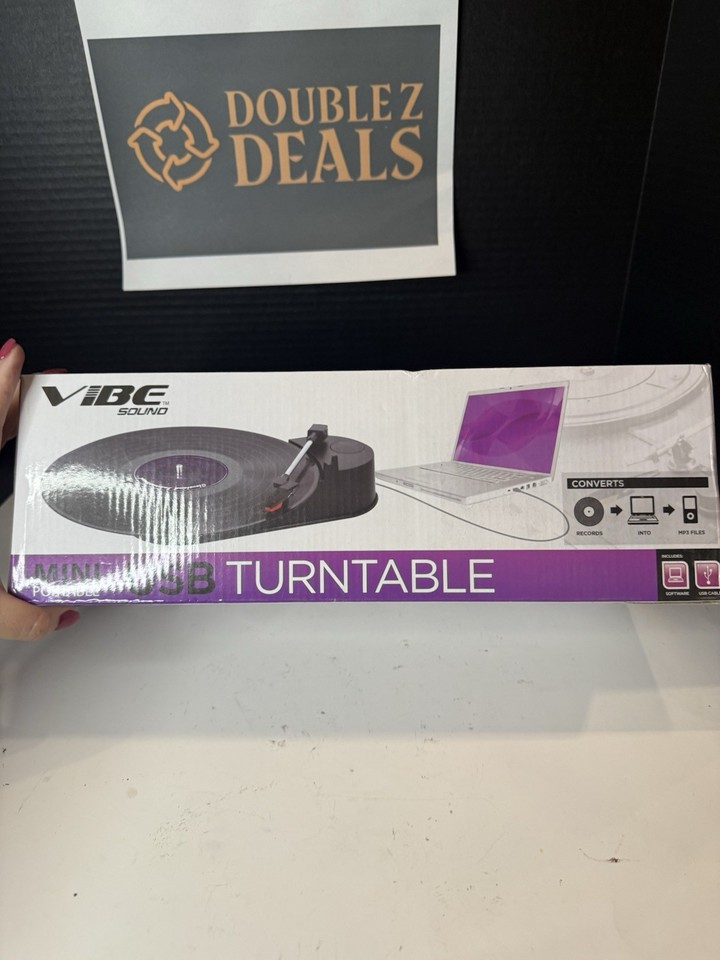 Mini Portable USB Turn Table Record Player MP3 Vibe Sound Vintage Music ...