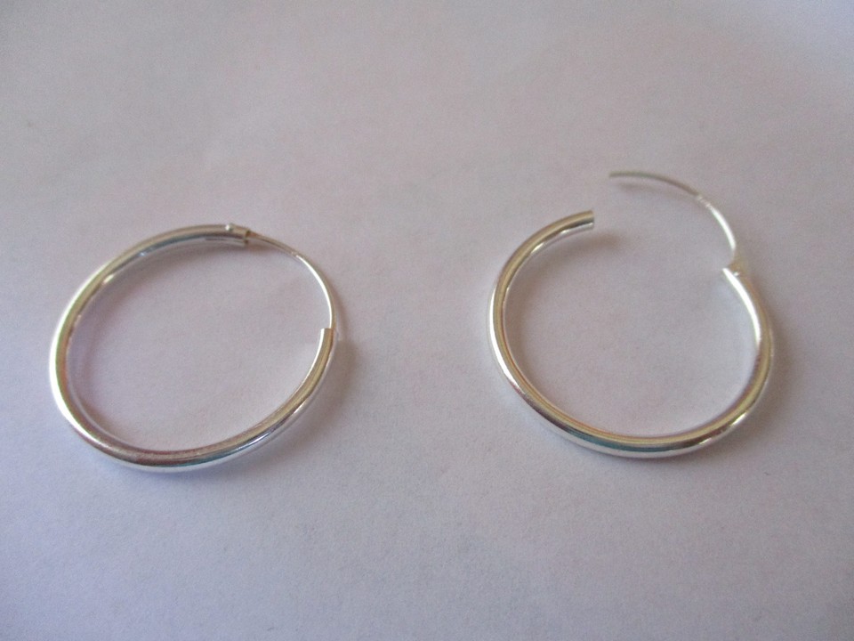 Solid 925 Sterling Silver Earring Loop 25mm round 3mm thick | eBay