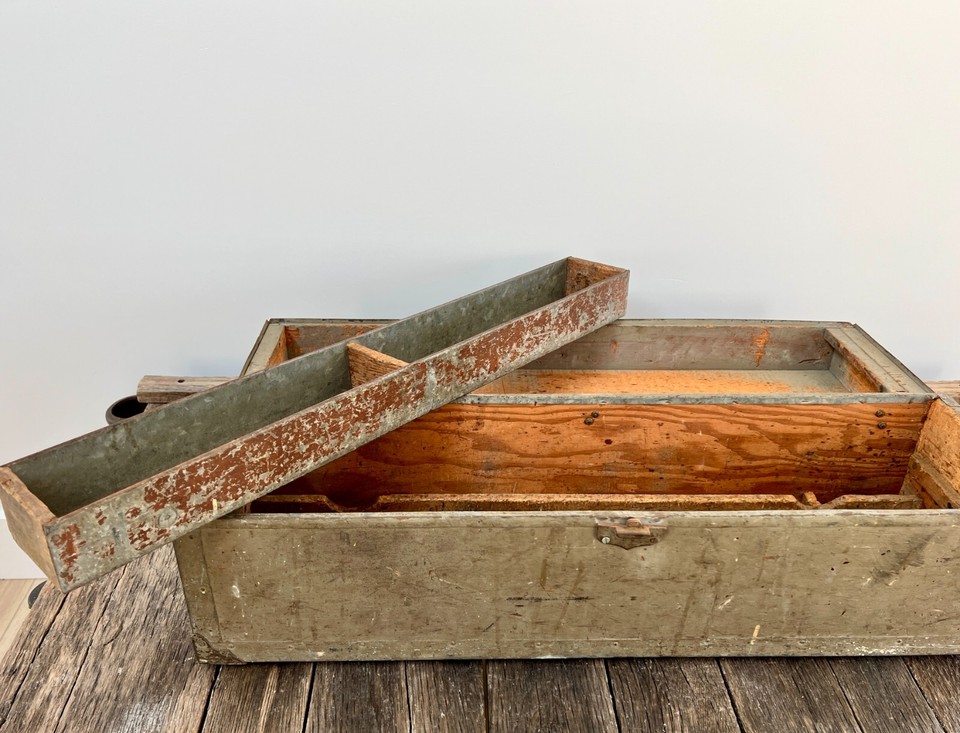 Vintage Wood and Metal Tool Box w/ Drawer- 30 1/2" Rustic Tool Box | eBay